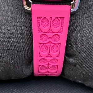 Coach | Jewelry | Coach Pink White Embossed Rubber Strap Watch 34mm ...